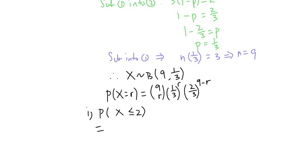 The mean and variance of binomial distribution are 3 and 2 respectively ...