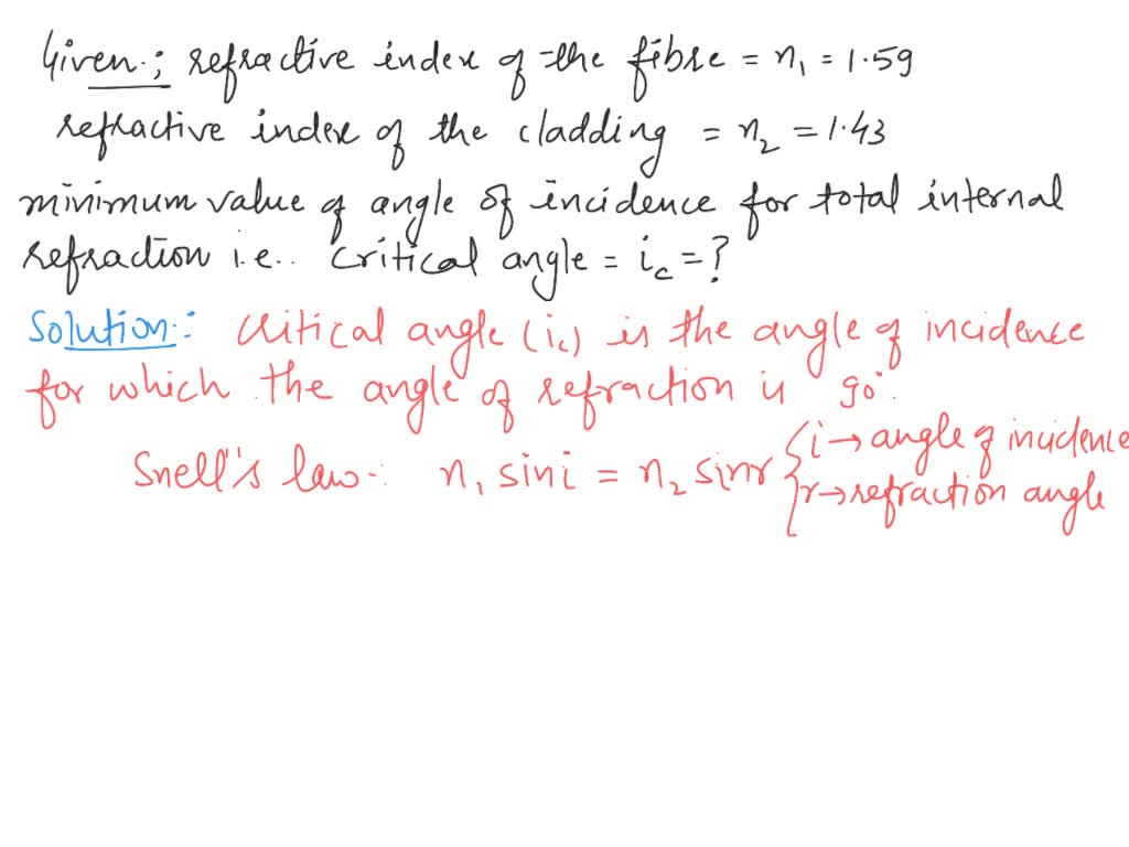 SOLVED: A 1 km long optical fiber in air is made of a fiber core with an index of refraction of ...