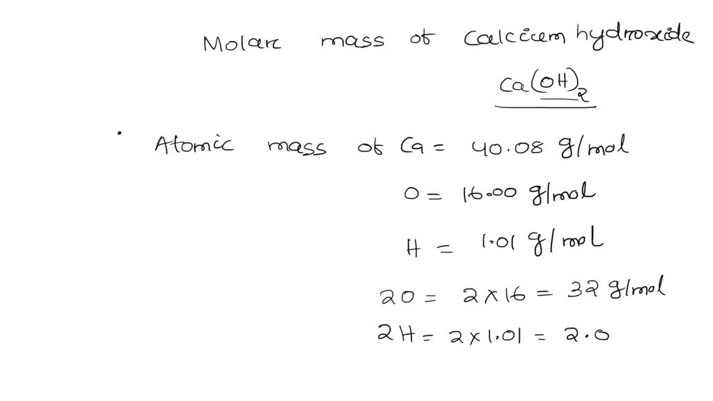 SOLVED: The chemical formula for calcium hydroxide is: Ca(OH)2 ...
