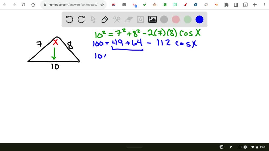 SOLVED: Using a pencil, pair of compasses and ruler, construct a triangle with sides 10cm, 7cm ...