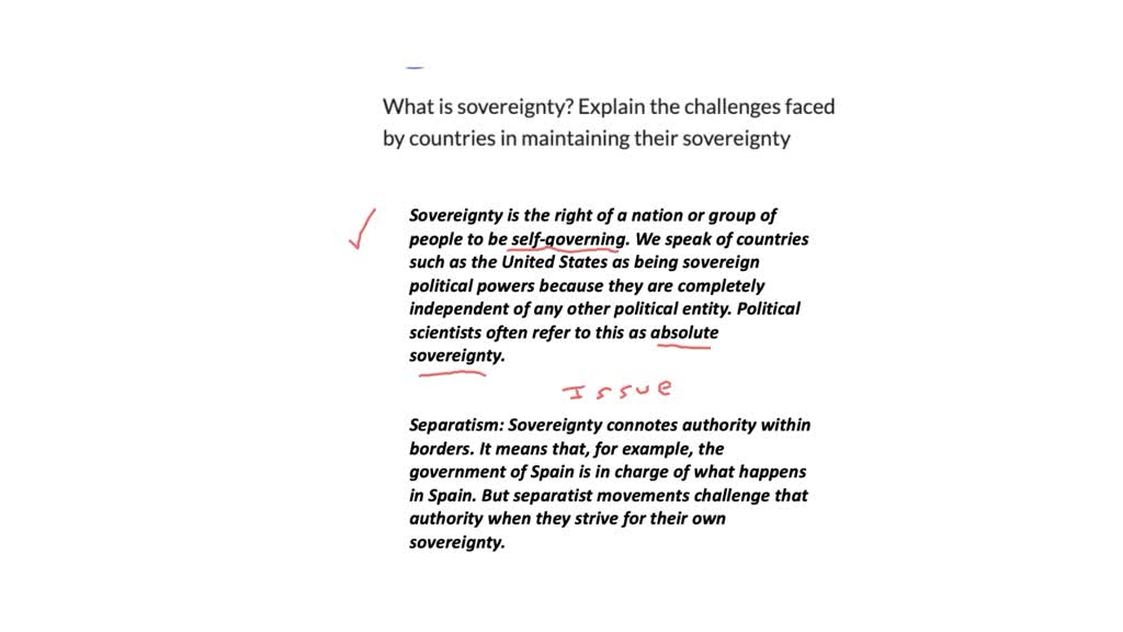 SOLVED: What is sovereignty? Explain the challenges faced by countries ...