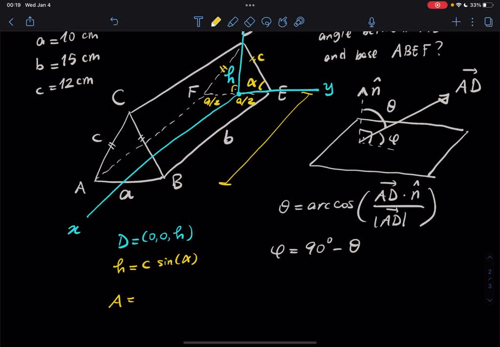 The Diagram Shows A Triangular Prism Abcdef With A Horizontal Base Abef