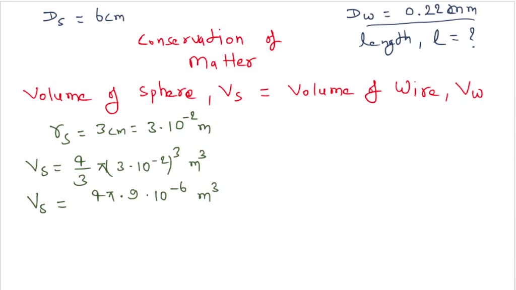 A sphere of radius r is remolded into a thin cylindrical wire of length ...