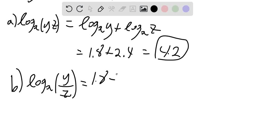 SOLVED: 'Evaluate each logarithm using properties of logarithms and the following facts loga(x ...