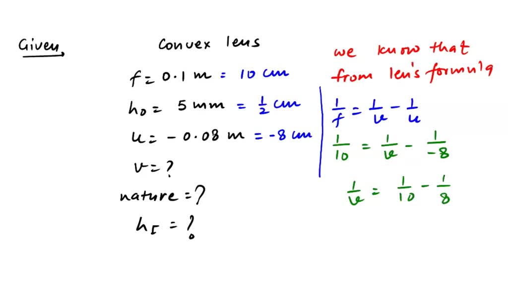 SOLVED: A convex lens of focal length 0.10m is used to form a magnified ...