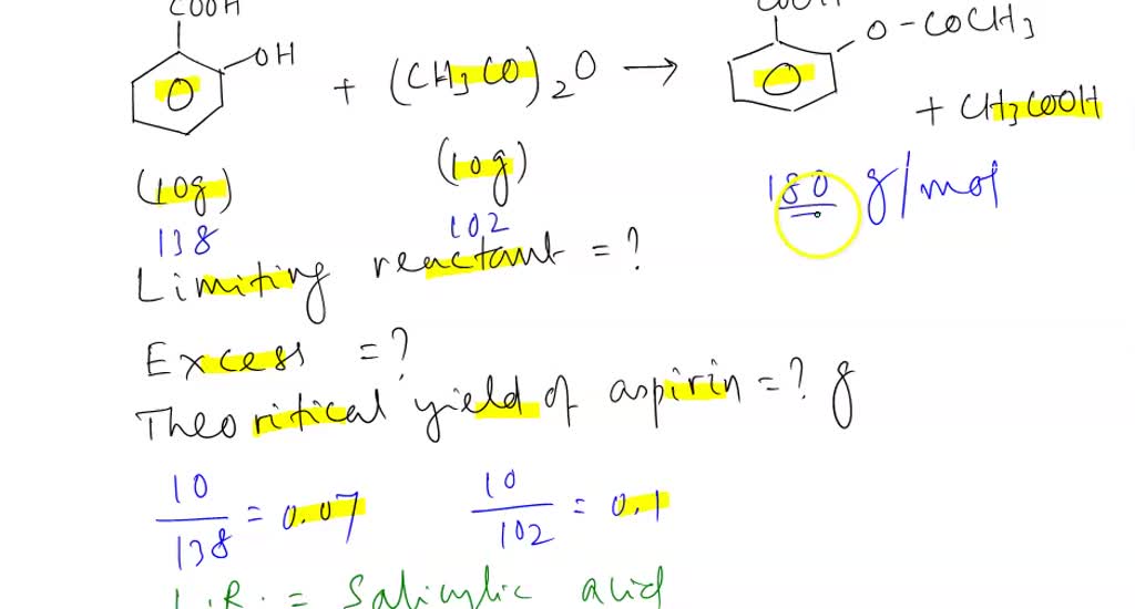 SOLVED: Aspirin (acetylsalicylic acid) is widely used to treat pain ...