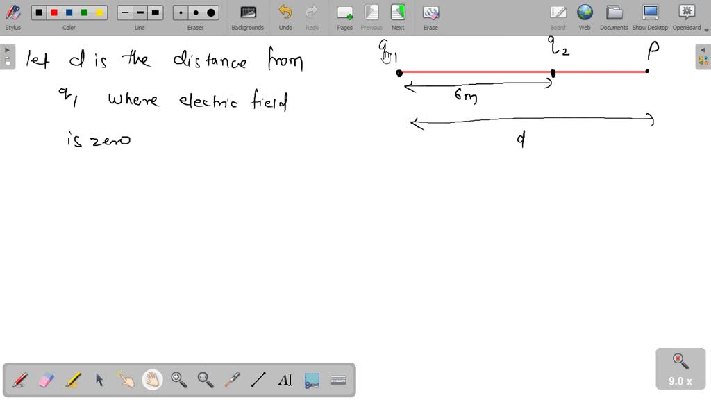SOLVED: Two point charges, qâ‚ = +11 nC and qâ‚‚ = -4 nC, are located ...