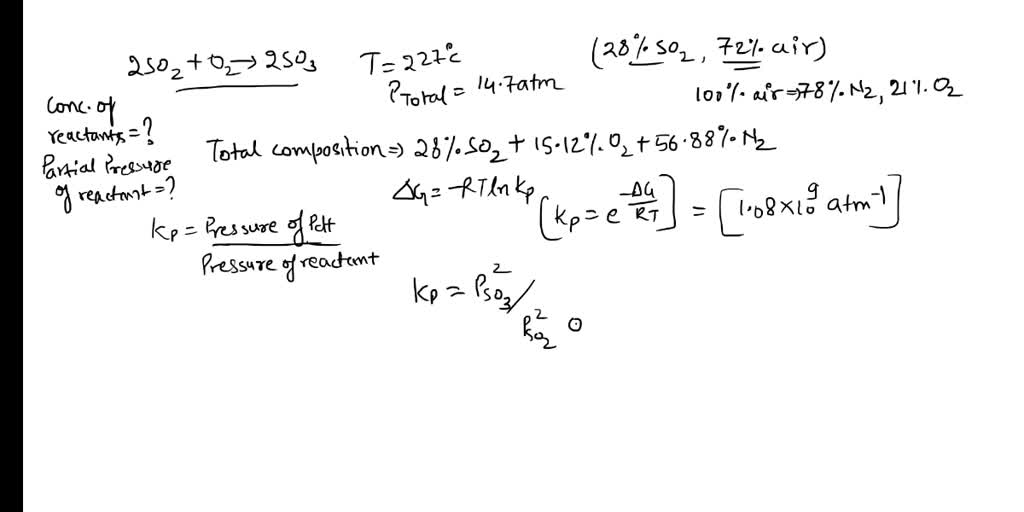 A mixture of 28% SO2 and 72% air is charged to a flow reactor in which ...