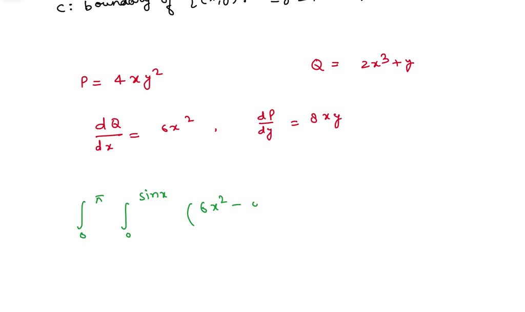 SOLVED: Use Green's Theorem to evaluate the following line integral ...