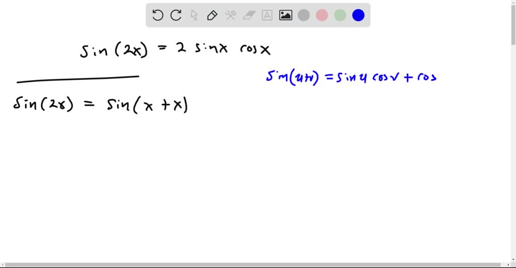 SOLVED: Use the Addition Formula for Sine to prove the Double-Angle ... SOLVED: Use the Addition Formula for Sine to prove the Double-Angle ...
