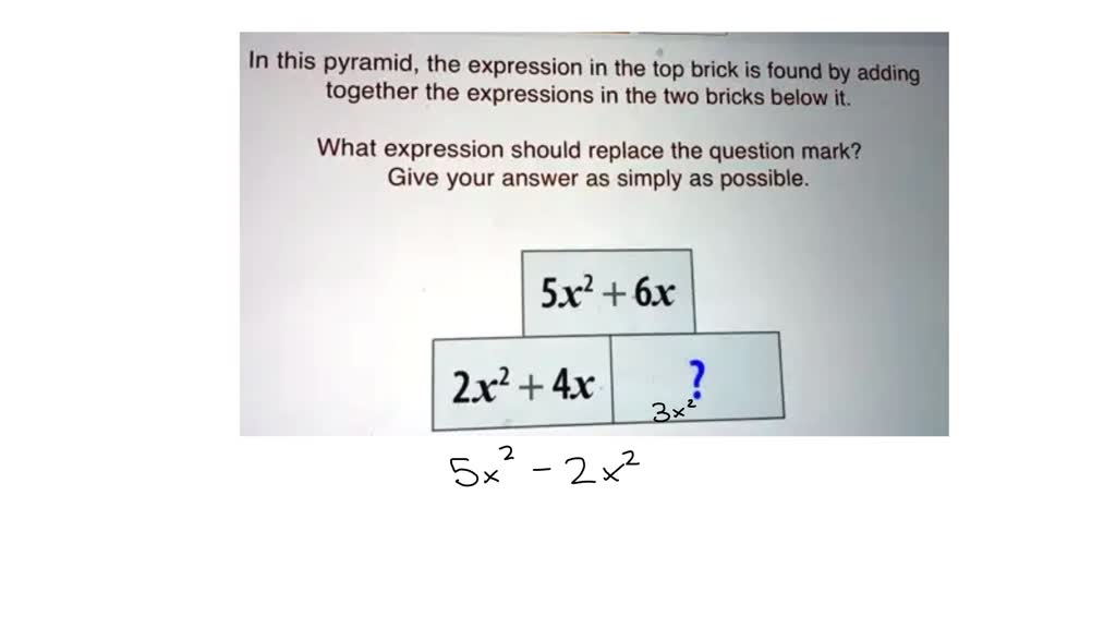 In this pyramid, the expression in the top brick is found by adding ...