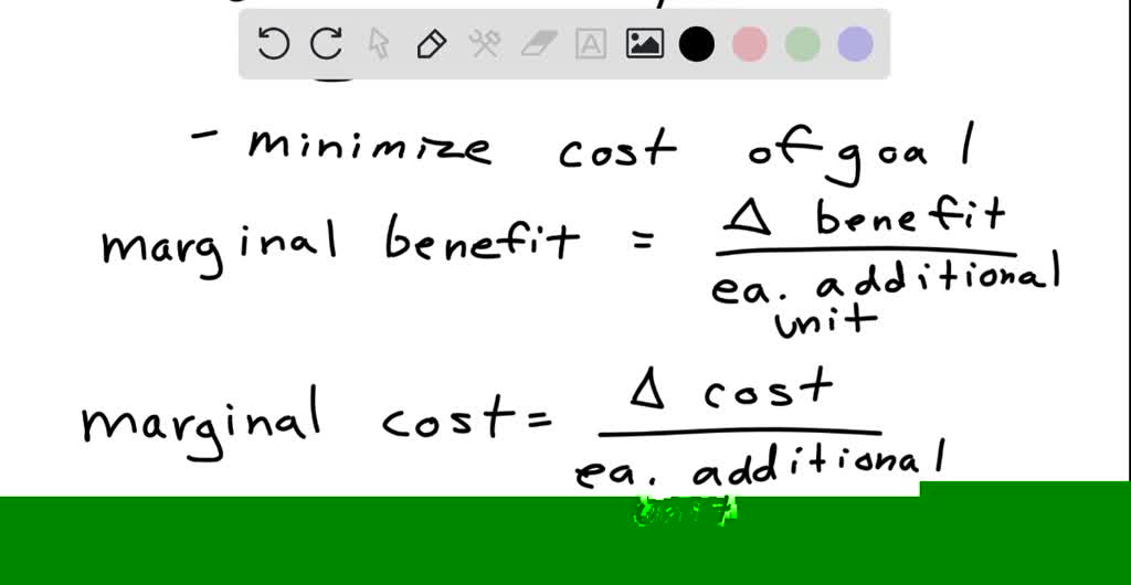 SOLVED: Optimization behavior implies that if the marginal benefit of ...