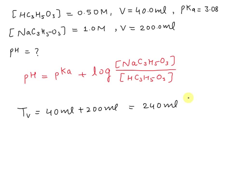 SOLVED: A student prepares a lactic acid-sodium lactate buffer solution ...