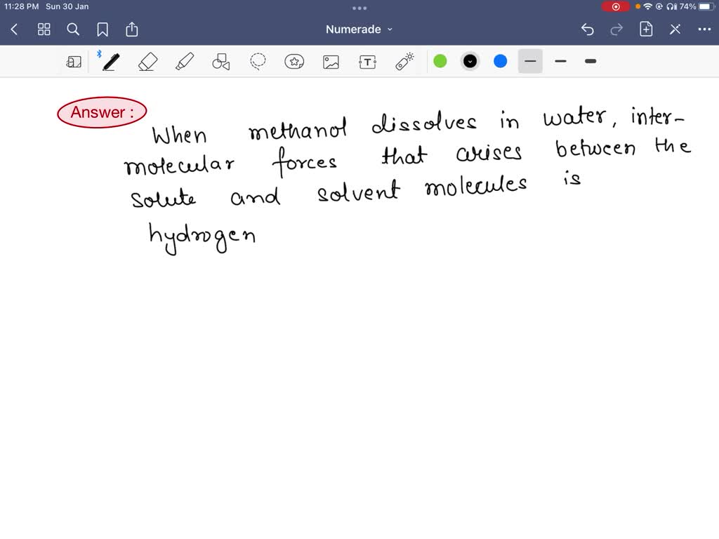 SOLVED: When methanol dissolves in water; intermolecular forces (IMFs ...