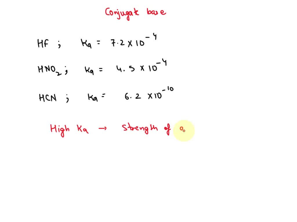 SOLVED: Use the following acid ionization constants to identify the correct decreasing order of ...
