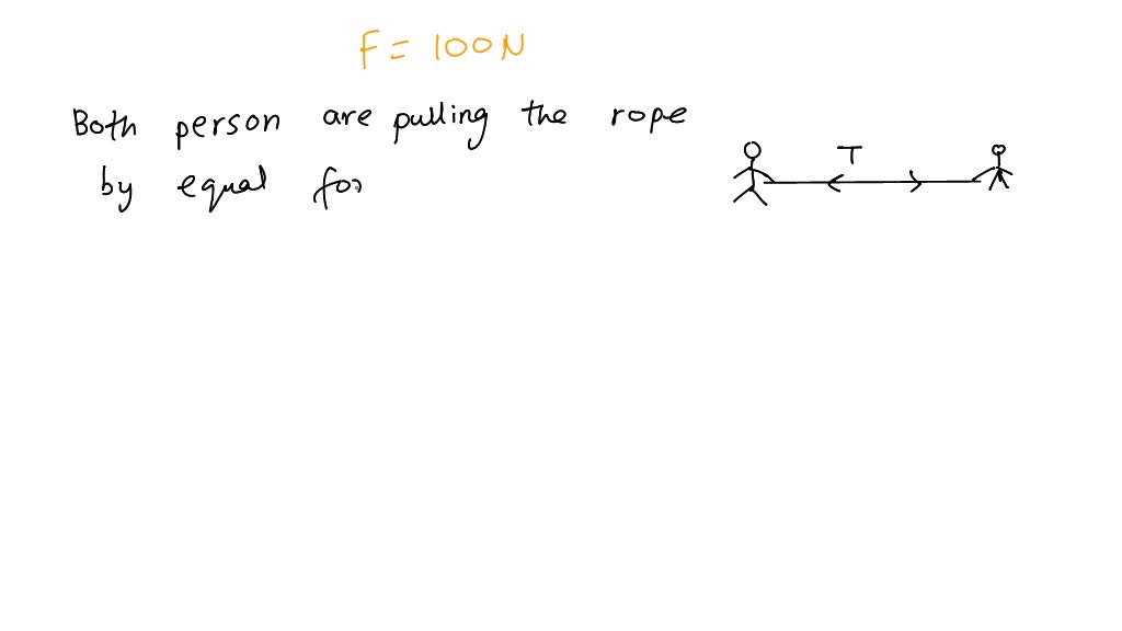 SOLVED: Two people standing opposite to each other; pulling on a rope ...