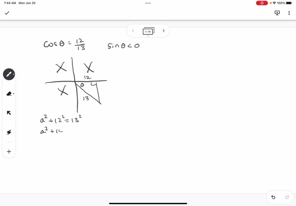 SOLVED: if cosec theta = 13/12 then find the value of cot theta and sin theta