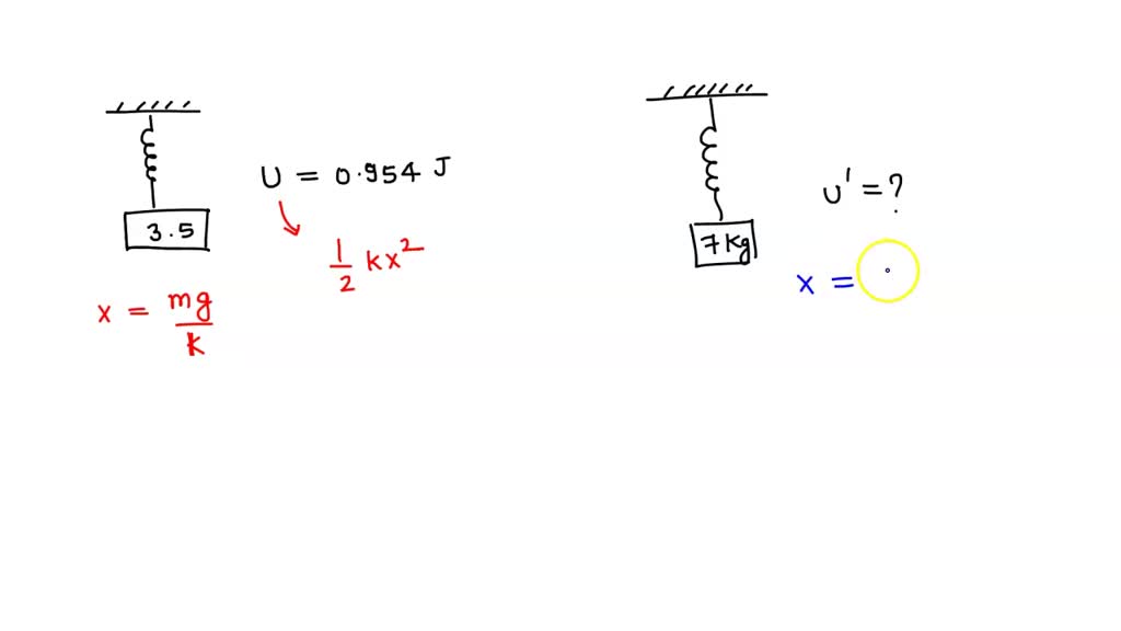 A vertical spring stores 0.954 J in spring potential energy when a 3.5 ...