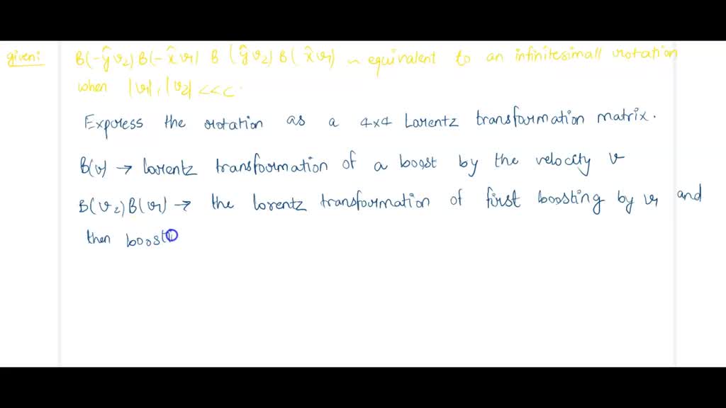 SOLVED: The Lorentz transformation expression for a boost along the ...