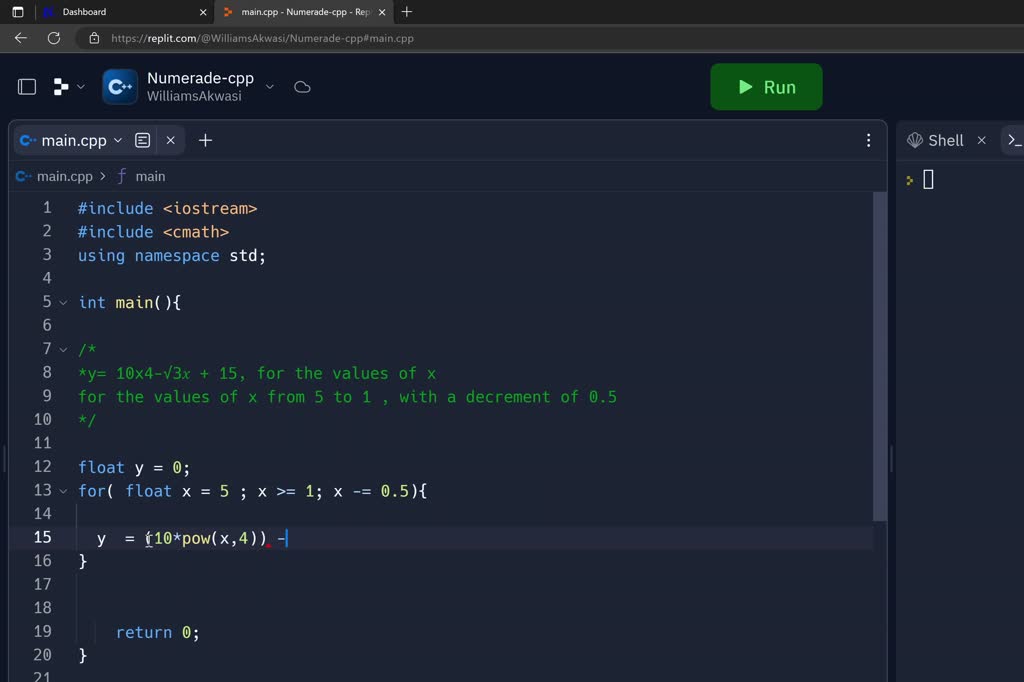 SOLVED: Using a for loop, write a C++ program to find and display the ...