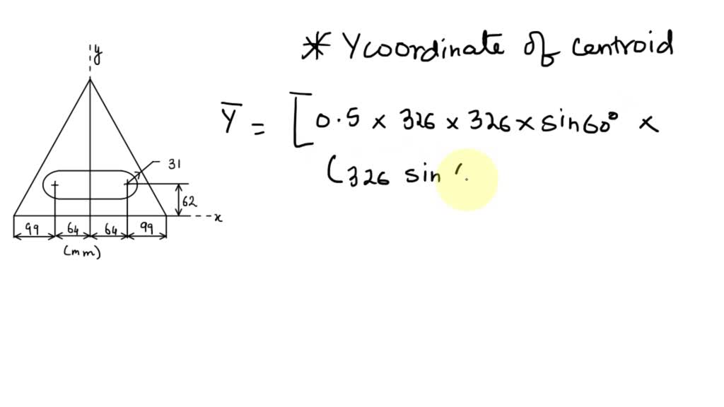 Calculate the Y-coordinate of the centroid of the shaded area. The ...