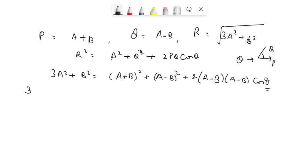 SOLVED: At what angle do two forces A+B and A-B act, so that their ...