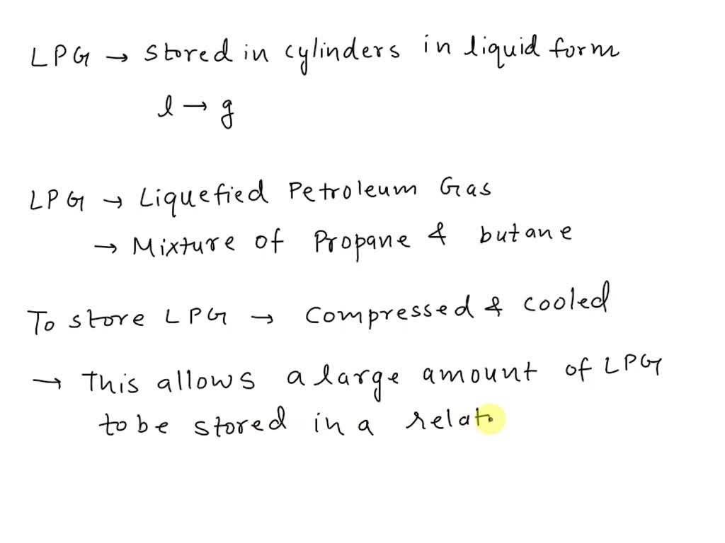 SOLVED: LPG is stored in the cylinders in the liquid form. how does it ...