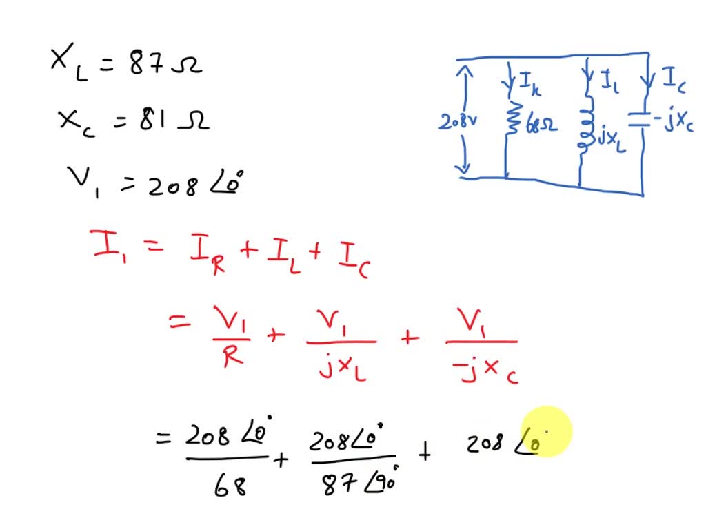 SOLVED: An RLC parallel circuit has an applied voltage of 240 V. R = 48 Ω, XL = 100 Ω, and XC ...