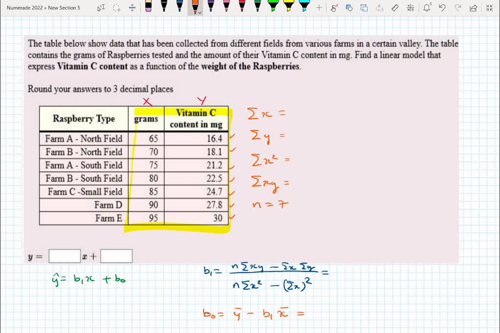 SOLVED: The table below show data that has been collected from ...