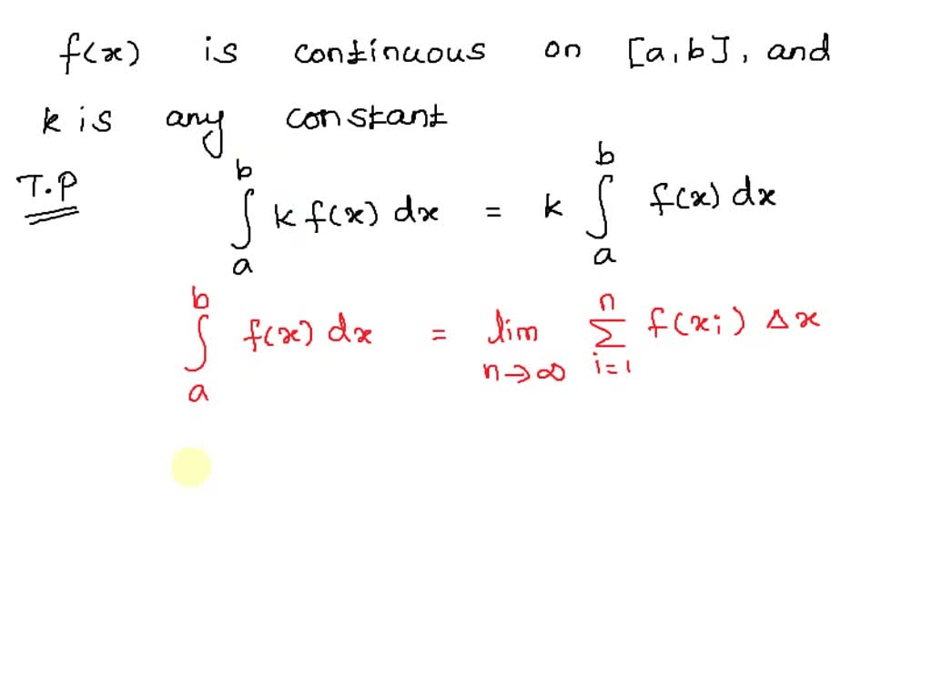SOLVED: Use the definition of the Riemann integral in terms of Riemann sums to prove property (3 ...