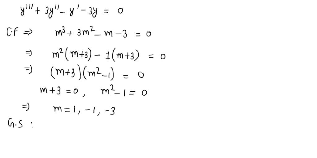 SOLVED: Find a general solution of the given ODE by first converting it to a system: y" + 3y" y ...