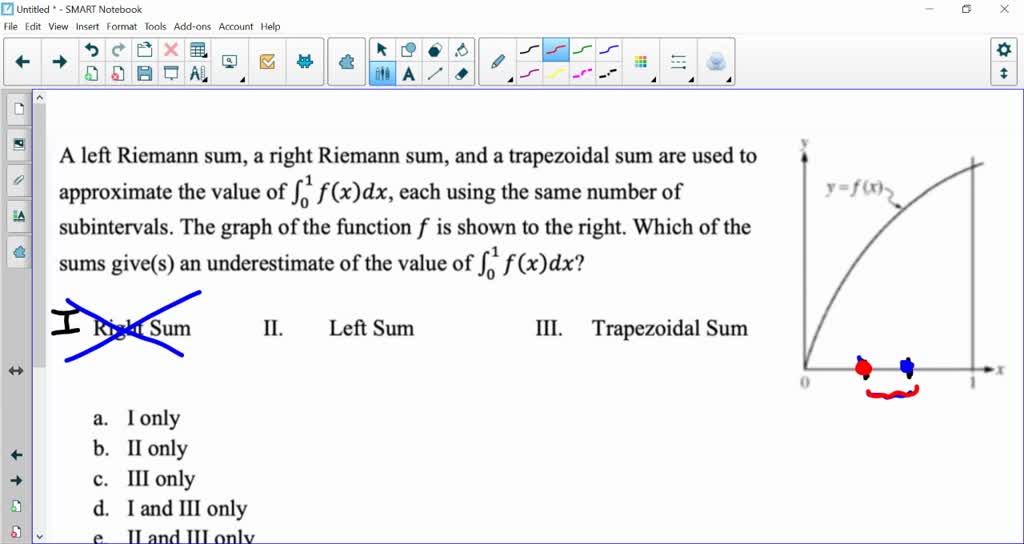 A left Riemann sum, a right Riemann sum, and a trapezoidal sum are used ...