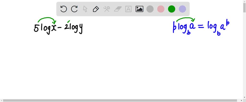 SOLVED: Write the expression as a logarithm of a single expression log 10 - log x+3log Vx log 10 ...
