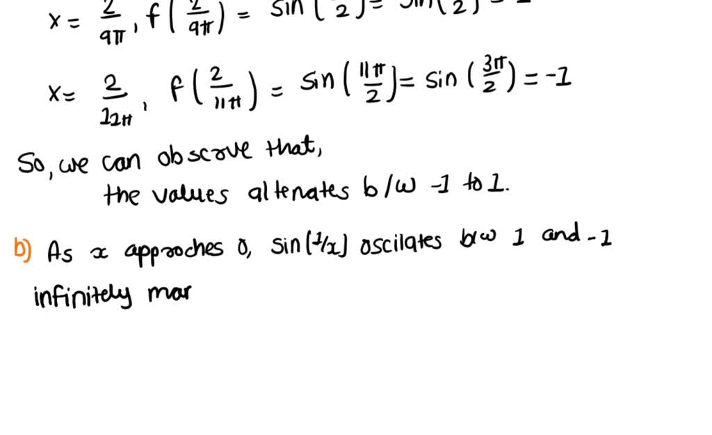 SOLVED: Consider the behavior of values of sin near x = 0. The graph of ...