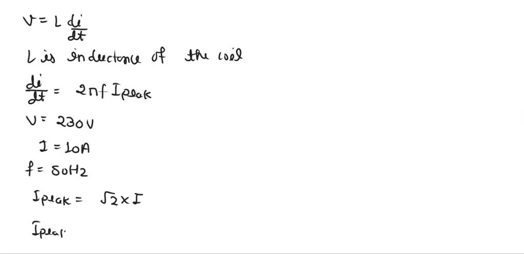 Solved A Pure Inductive Coil Allows A Current Of 10a To Flow From A