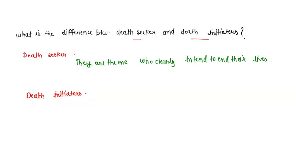 SOLVED: What is the difference between death seeker and death initiators
