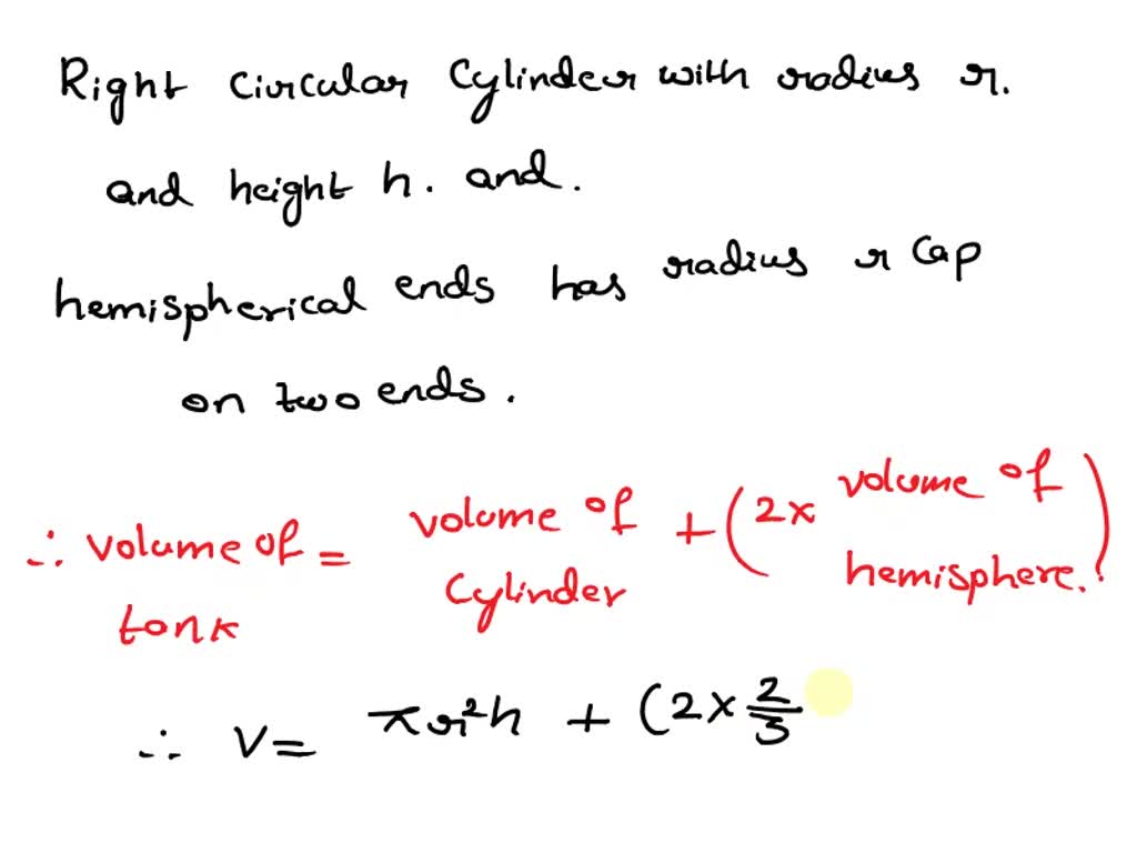 SOLVED: A propane tank is in the form of aright circular cylinder with radius r and height; h ...