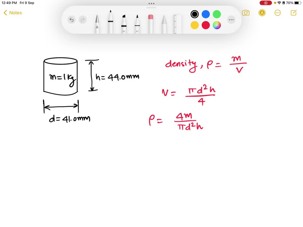 SOLVED: A standard 1 kilogram weight is a cylinder 44.0 mm in height ...