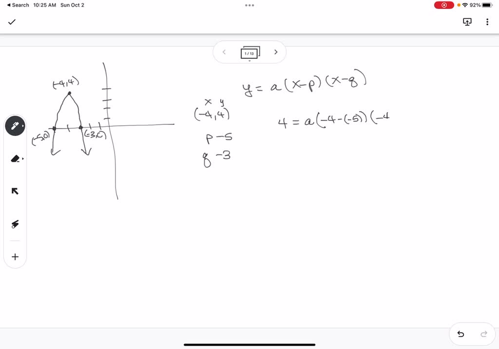 SOLVED: Write the standard form of the quadratic function whose graph ...