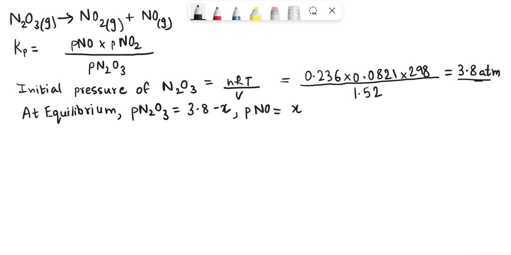 SOLVED: Liquid N2O3 is dark blue at low temperatures, but the color ...