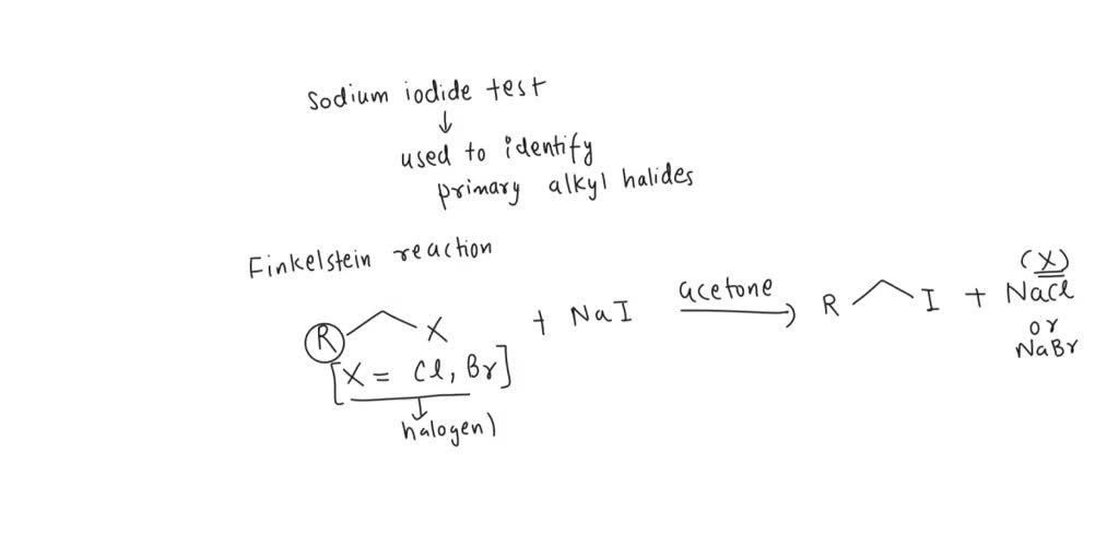 SOLVED: The sodium iodide test is used to identify primary alkyl ...
