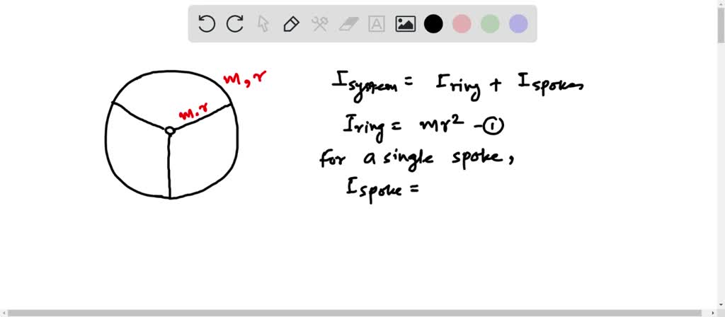 SOLVED: A wheel comprises of a ring of radius r and mass m and three ...