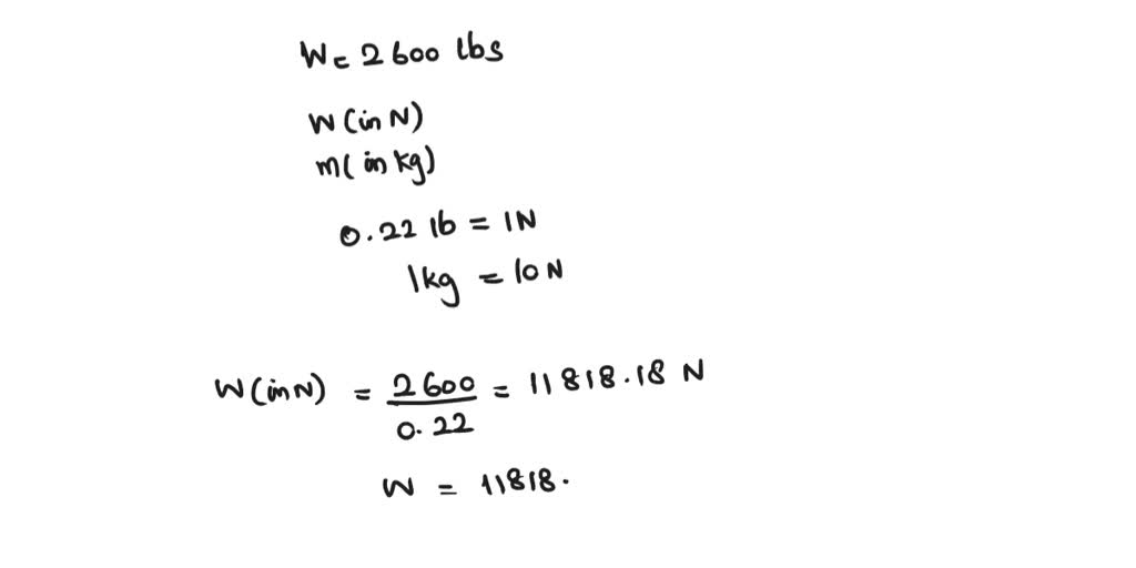 SOLVED: A Honda Civic Hybrid weighs about 2600 lb Calculate the weight of the car in newtons ...