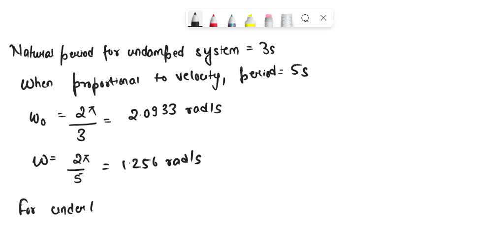 SOLVED: The natural period of an undamped system is 3 seconds, but with ...