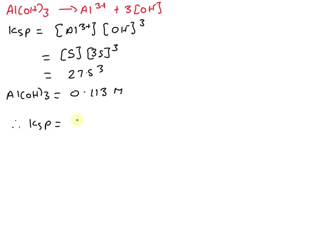 SOLVED: Write the solubility product constant (Ksp) for Al(OH)3 and ...