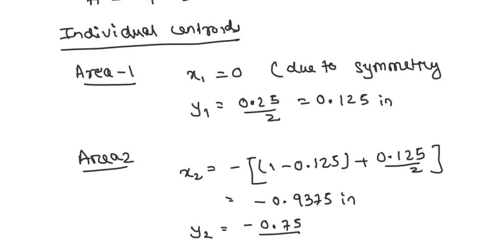 For the area shown, use composite shapes to determine the x and y ...