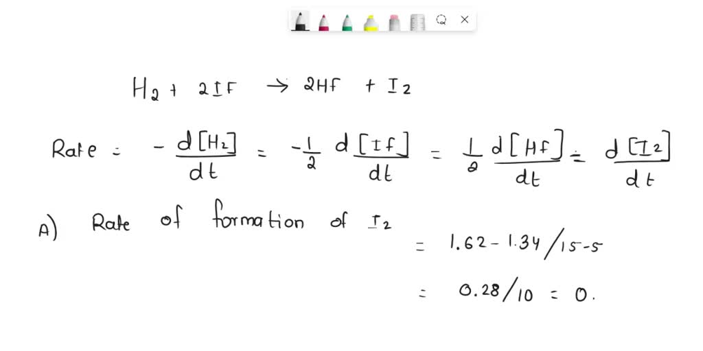 For the reaction H2 + F2 → 2HF, if hydrogen is being reacted at a rate ...