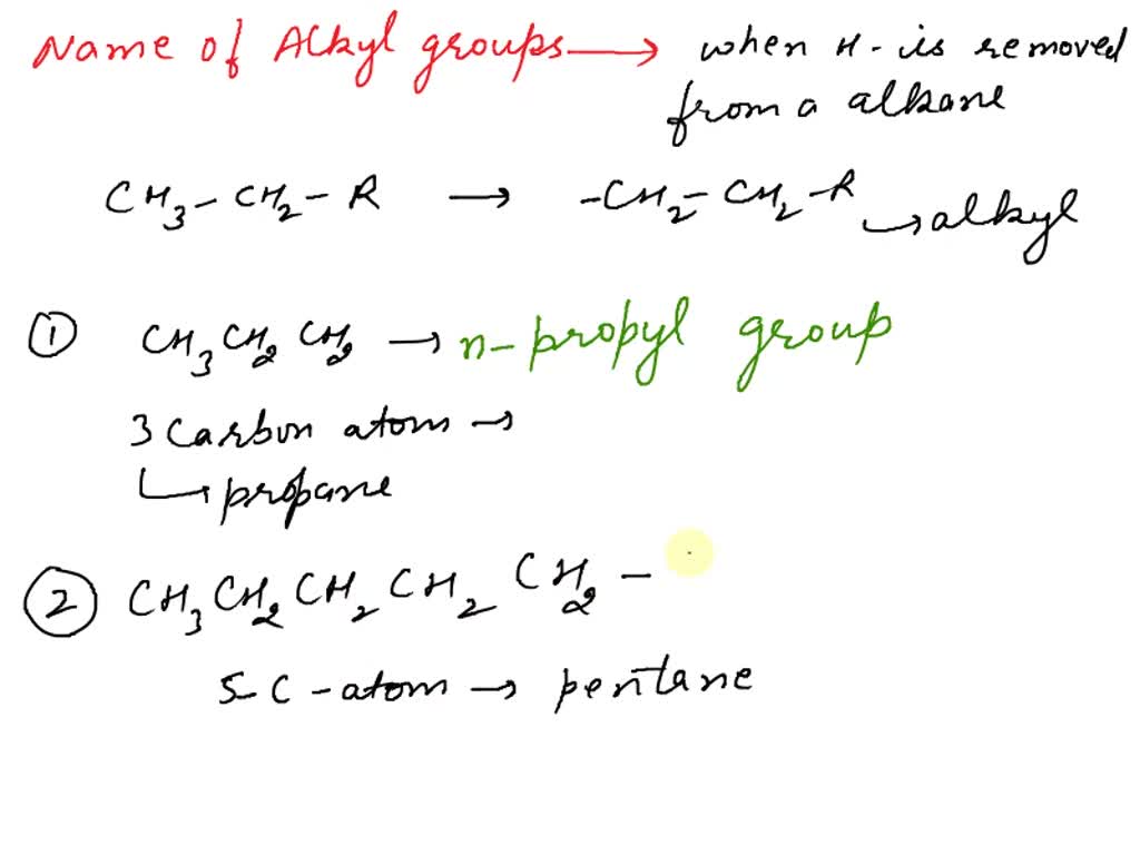 SOLVED: Name the following groups. CH3CH2CH2 CH3CH2CH2CH2CH2 CH3CHCH2 ...