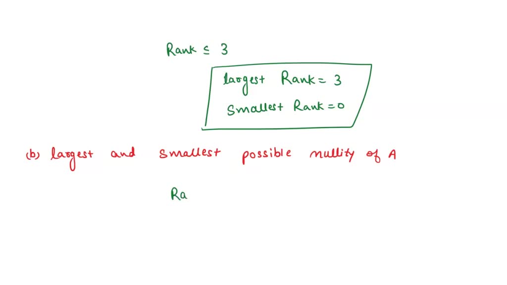 Solved Given A 3x5 Matrix A What Are The Largest And Smallest Possible Ranks Of A What Are