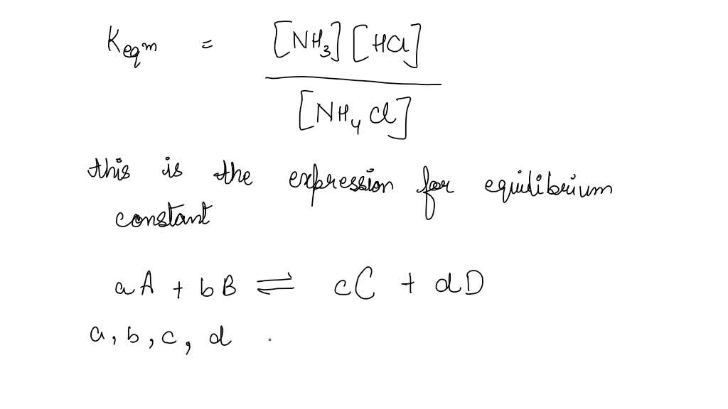 SOLVED: Write the expression for the equilibrium constant for the ...